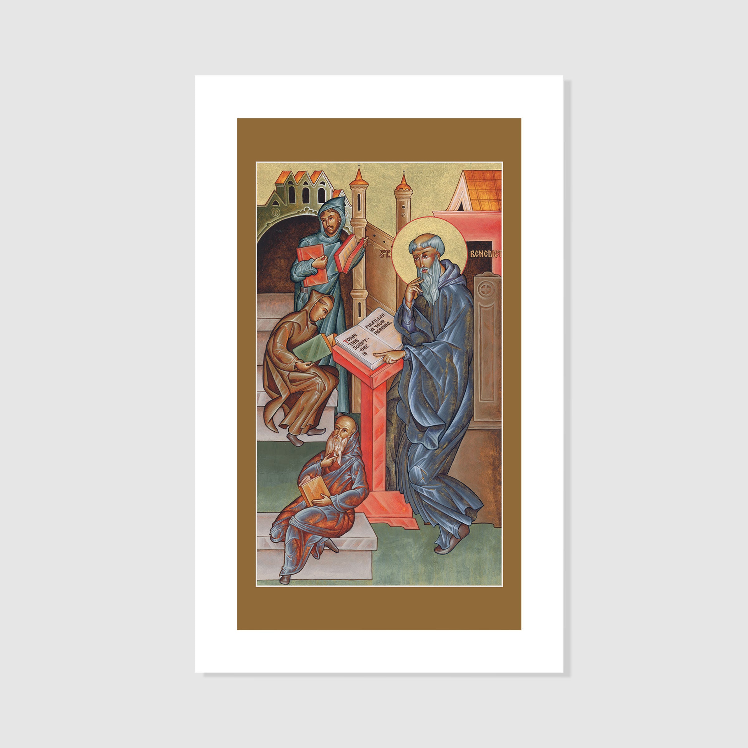 St. Benedict Teaching Lectio Divina Icon Holy Card - Altar + Home