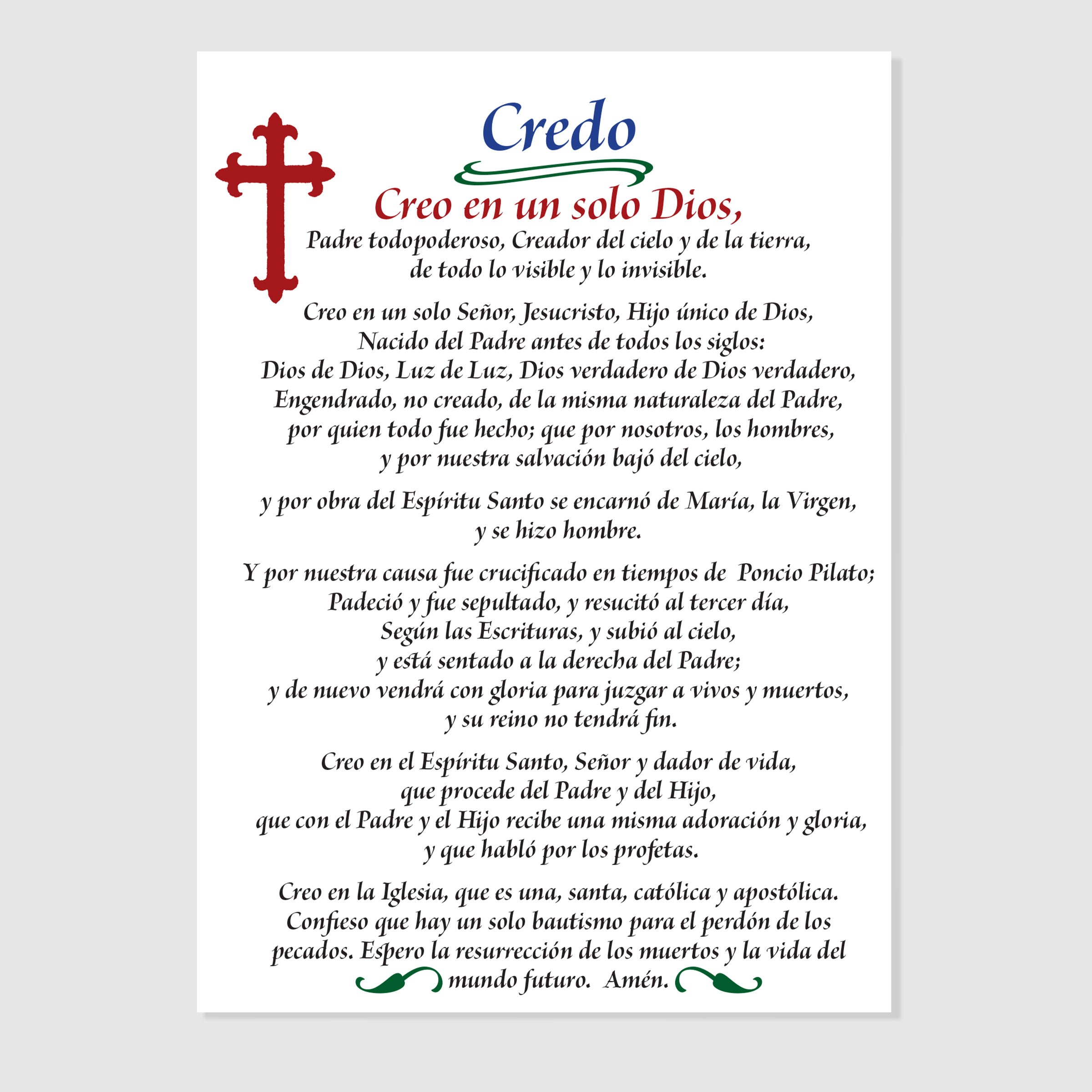 El Credo Niceno (Nicene Creed in Spanish) Print - Altar + Home