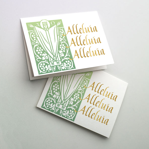 Alleluia Alleluia Alleluia (Green Jesus) Easter Card - Altar + Home