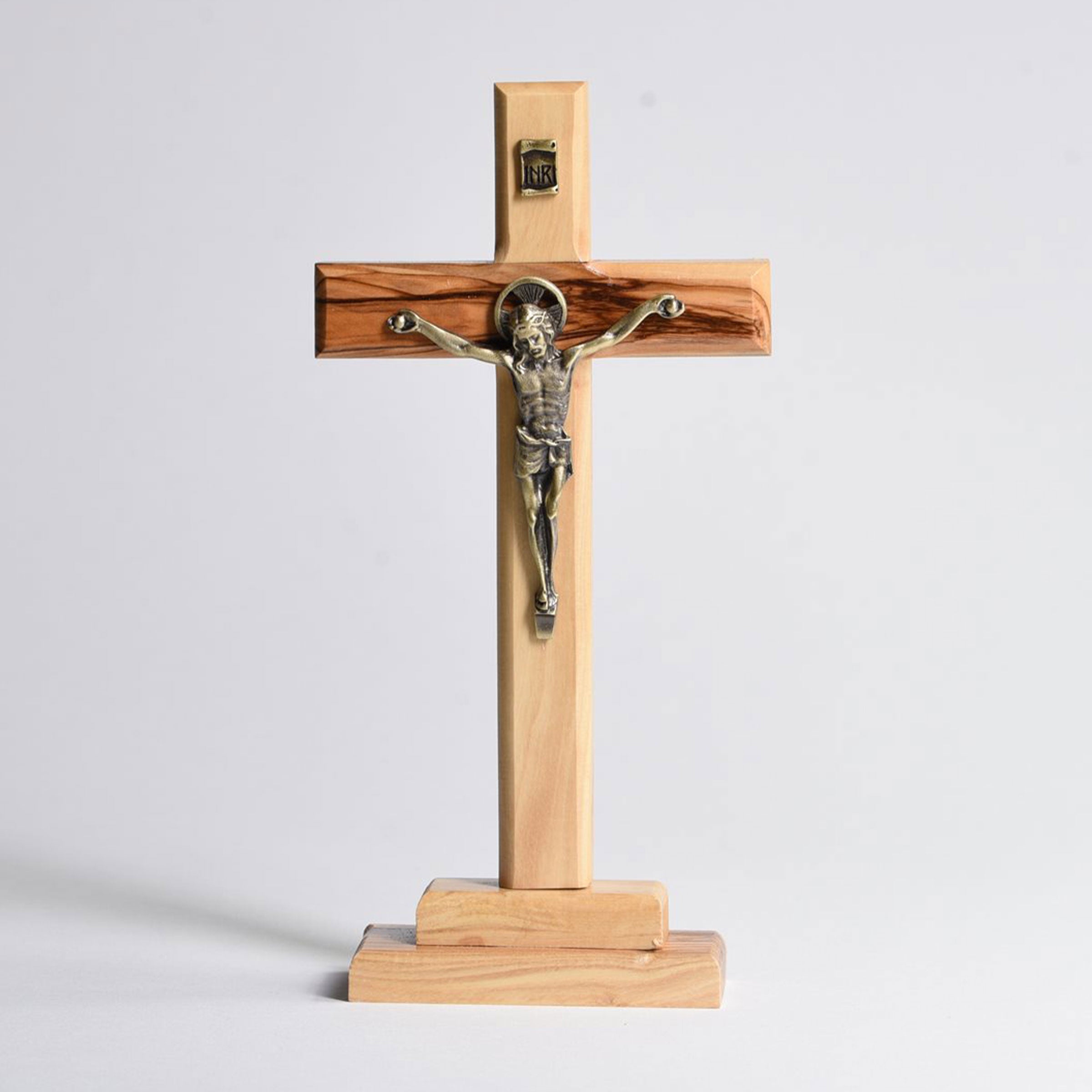 Bronze Plated Pewter Corpus Crucifix on Base – Altar + Home