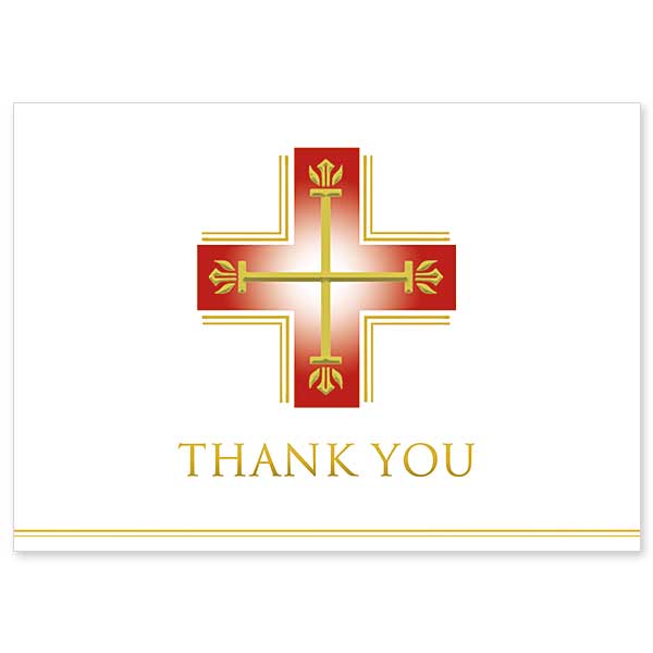 Red and Gold Cross Thank You Note - Altar + Home